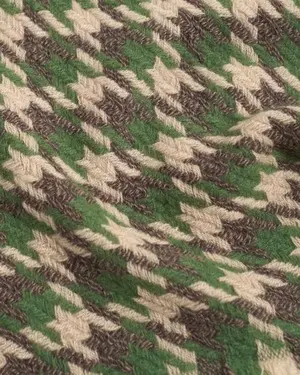 LOST PATTERN Houndstooth" Cashmere Scarf - Matcha & Coffee