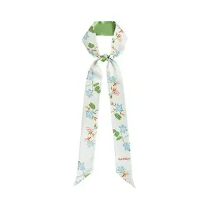 LOST PATTERN Jasmine Tea" Silk Skinny Scarf - Green