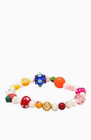 NIALAYA Berry Pearl Beaded Bracelet