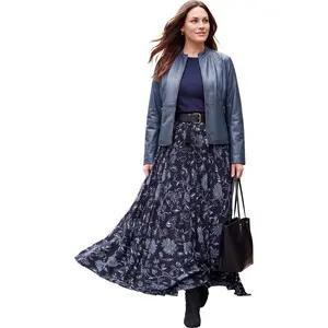 JESSICA LONDON Zip Front Leather Jacket - Navy