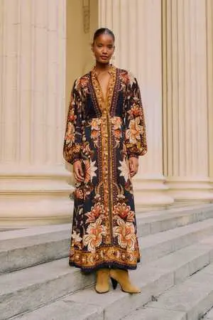 Bohemian Floral Maxi Shirtdress