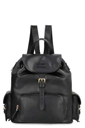 Miu Miu Leather Backpack - Black
