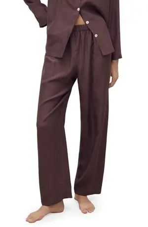 Mango Habotai Silk Pajama Pants - Blackberry