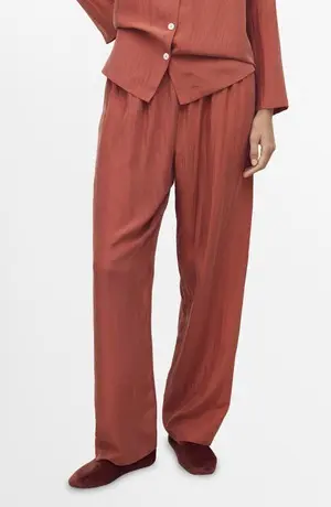 Mango Habotai Silk Pajama Pants - Burnt Orange