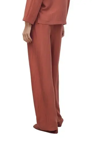 Mango Habotai Silk Pajama Pants - Burnt Orange