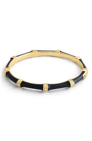 ANABEL ARAM JEWELRY Bamboo Textured Enameled Bangle Black