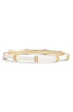 ANABEL ARAM JEWELRY Bamboo Textured Enameled Bangle Creme