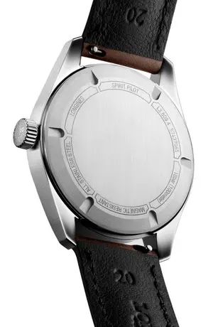 LONGINES Spirit Pilot Leather Strap Watch - Black