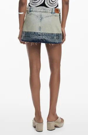 Desigual Double Waist Denim Mini Skirt