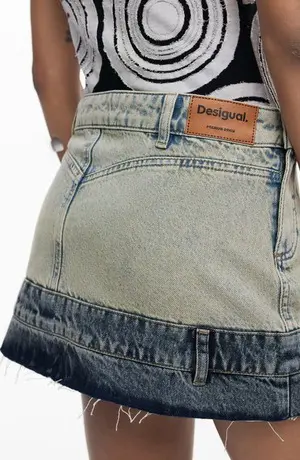 Desigual Double Waist Denim Mini Skirt
