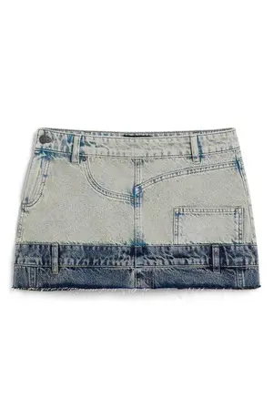 Desigual Double Waist Denim Mini Skirt