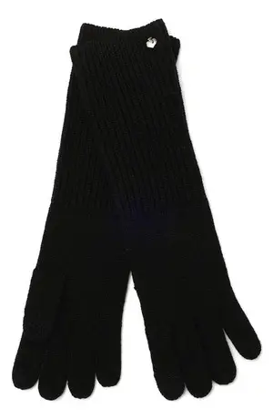 Kate Spade New York Spade Knit Long Gloves - Black
