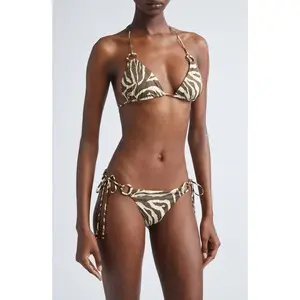 Zimmermann Wanderlust Ring Tie Two-piece Bikini Swimsuit - Zebra