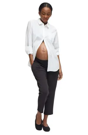 Ingrid & Isabel® Maternity Poplin Button Down - White