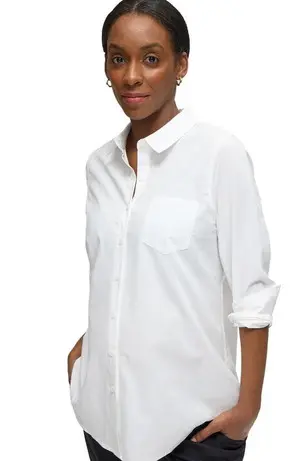 Ingrid & Isabel® Maternity Poplin Button Down - White