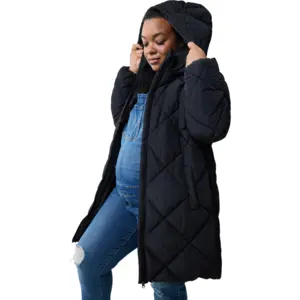 INGRID & ISABEL Maternity Longline Puffer - Black Onyx