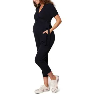 Ingrid & Isabel® Ingrid & Isabel Everywear Short Sleeve Maternity + Nursing Jumpsuit - Black
