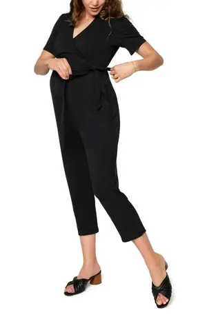 Ingrid & Isabel® Ingrid & Isabel Everywear Short Sleeve Maternity + Nursing Jumpsuit - Black
