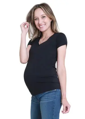 INGRID & ISABEL Maternity Short Sleeve V-neck T-shirt