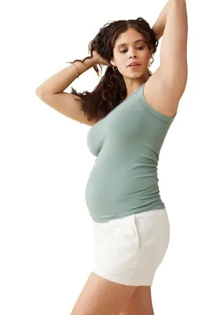 INGRID & ISABEL Seamless Maternity Rib Tank - Sage