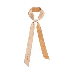 LOST PATTERN Neon Tiger" Silk Skinny Scarf - Champagne