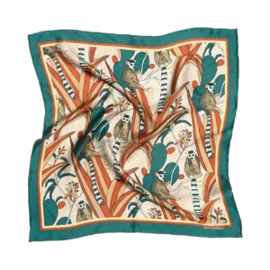 LOST PATTERN Madagascar" Silk Bandana - Green