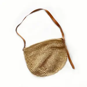 MINGA Maria Woven Market Bag With Leather Strap