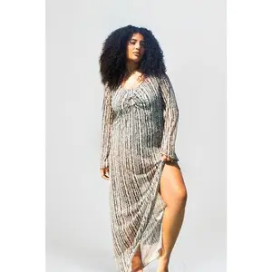 FASHION-SZN CURVE Printed Kaftan - Black