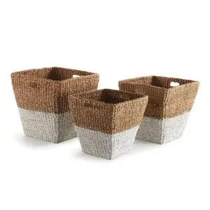 NAPA HOME & GARDEN Seagrass Rectangular Storage Baskets Set Of 3 - Beige