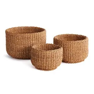 NAPA HOME & GARDEN Seagrass Cylindrical Baskets Set Of 3 - Beige
