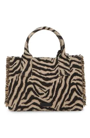 Vince Camuto Zhury Zebra Stripe Fringe Trim Tote