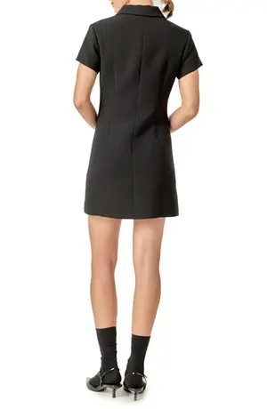 English Factory Velvet Button Mini Shirtdress