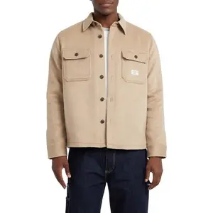 Guess Button-up Fleece Shirt Jacket - Beige
