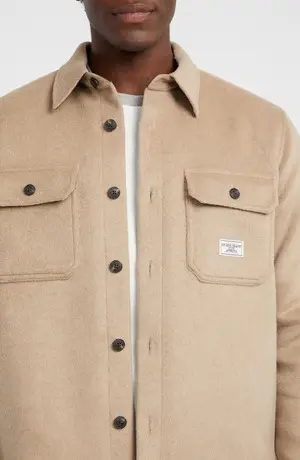 Guess Button-up Fleece Shirt Jacket - Beige