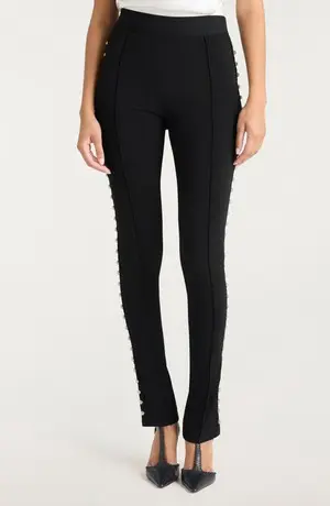 Women's Black White Stitchings Pants
