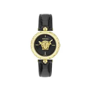 Versace Medusa Heritage Leather Watch - Gold