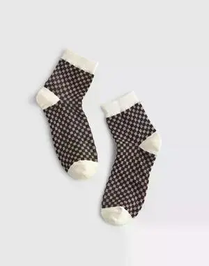Madewell Cotton Check Ankle Socks - Vintage Ivory