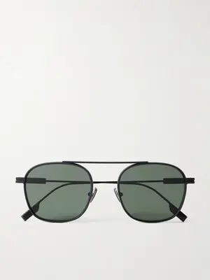 Zegna Round-frame Metal Sunglasses - Black