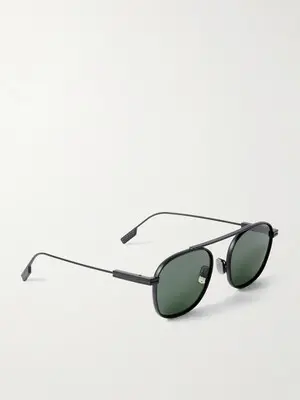 Zegna Round-frame Metal Sunglasses
