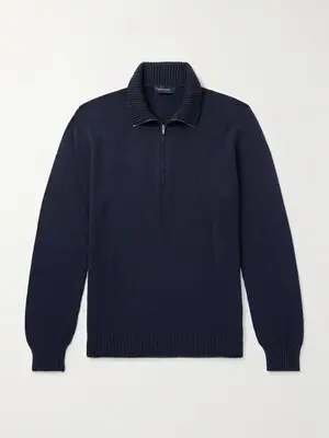 Thom Sweeney Cashmere Rollneck Half-zip Sweater