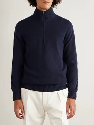Thom Sweeney Cashmere Rollneck Half-zip Sweater