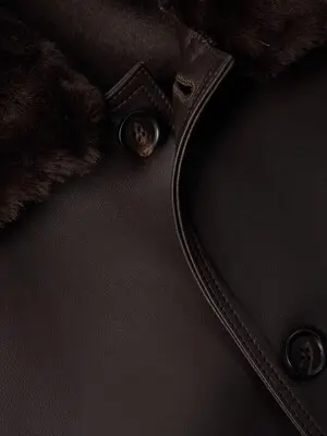 Thom Sweeney Shearling-trimmed Leather Bomber Jacket - Brown
