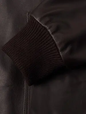 Thom Sweeney Shearling-trimmed Leather Bomber Jacket - Brown