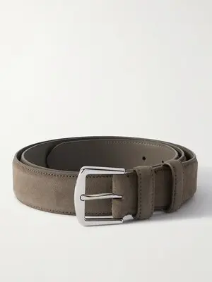 Loro Piana 3.5cm Alsavel Suede Belt - Green