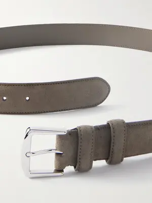 Loro Piana 3.5cm Alsavel Suede Belt - Green