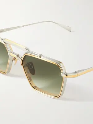JACQUES MARIE MAGE Commodore Aviator-style Beta Titanium Sunglasses - Silver