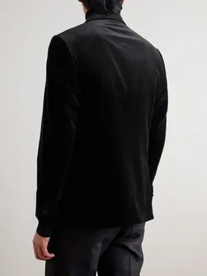 Mr P. Double-breasted Cotton-velvet Tuxedo Jacket - Black