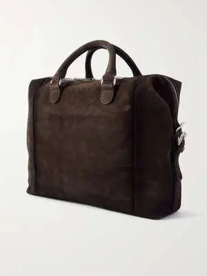 Officine Creative Airbrushed Suede Briefcase - Dark Brown