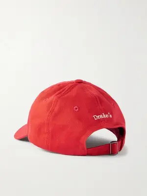 DRAKE'S Embroidered Cotton-twill Baseball Cap - Red