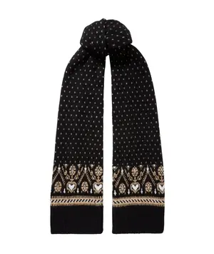 Khaite Lucerne Fair Isle Cashmere Scarf - Black